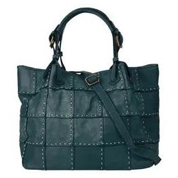 Shopper Samantha Look, Damen, Gr. B/H/T: 36cm x 26cm x 19cm onesize, blau, Leder, leicht gl&auml;nzend, unifarben, Taschen Shopper, echt Leder, Made in Italy
