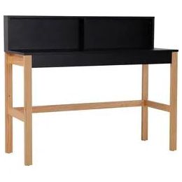 Schreibtisch Inosign "Melia", beige (natur, schwarz), B:120cm H:101cm T:45cm, MDF mit Melamindekor, Beine Pinienholz, Tische, Schreibtisch, Aufsatz mit 2 F&auml;chern f&uuml;r mehr Stauraum