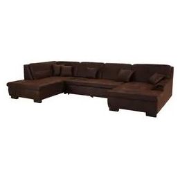 Wohnlandschaft Home Affaire "Bergen zeitlos und elegant, U-Form", braun (dunkelbraun), B:364cm H:83cm T:106cm, Sofas, Wohnlandschaft, wahlweise mit Bettfunktion