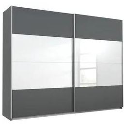 Schwebet&uuml;renschrank Rauch "Quadra", grau (grau metallic, spiegel), B:271cm H:210cm T:62cm, Holzwerkstoff, Schr&auml;nke, Schwebet&uuml;renschrank, mit Spiegelelementen