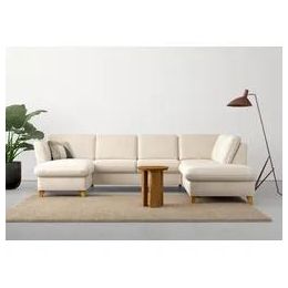 Wohnlandschaft Home Affaire "Trelleborg U-Form", beige (creme), B:307cm H:86cm T:213cm, 100% Polyester, Sofas, Wohnlandschaft, wahlweise mit Bettfunktion und Bettkasten, inkl. Federkern-Polsterung
