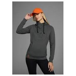 Kapuzensweatshirt OCEAN SPORTSWEAR "Essentials Sweatshirt", Damen, Gr. 36/38, grau (anthrazit), angeraute Sweatware, Obermaterial: 60% Baumwolle, 40% Polyester, unifarben, figurbetont h&uuml;ftlang, Rippb&uuml;ndchen, Sweatshirts, Langarm, figurbetonter Schnitt, unifarben