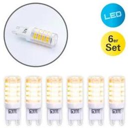 N&auml;ve N&Auml;VE LED-Leuchtmittel "Denny", Energieeffizienz: F (A-G), transparent, L:6,1cm &Oslash;:1,6cm, Leuchtmittel, 6er-Set, Leuchtmittel G9/3,5W, Effizienzklasse F, Keramik/Kunststoff