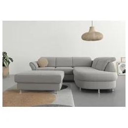 Sit & More Ecksofa SIT & MORE "Apulia L-Form", silber, B:250cm H:78cm T:212cm, Webstoff (100% Polyester);Struktur weich (90% Polyester, 10% Polyamid);Luxus-Micofaser Euphoria (100% Polyester);Samtoptik (100% Polyester), Sofas, Ecksofa, wahlweise Bettfunktion, Bettkasten und Kopf- und Armteilverstellung