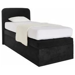 Boxspringbett, schwarz, B:105cm L:212cm, Box und Kopfteil: Microvelours (100% Polyester) oder Kunstleder (Polyurethan);Bezug der Obermatratze: 100% Polyester, Westfalia Schlafkomfort, Komplettbetten, Boxspringbett, wahlweise mit Bettkasten