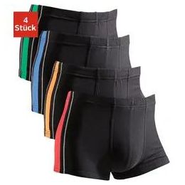Boxer AUTHENTIC UNDERWEAR "Boxershorts f&uuml;r Herren", Herren, Gr. 4, 4 Stk., schwarz, Jersey, Obermaterial: 95% Baumwolle, 5% Elasthan, unifarben, Unterhosen, mit kontrastfarbigen Streifen seitlich, Topseller