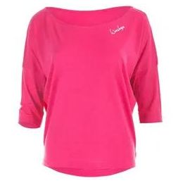 3/4-Arm-Shirt WINSHAPE "MCS001", Damen, Gr. M, pink (deep pink), 50% Modal, 50% Baumwolle, U-Boot-Ausschnitt, Shirts Yogawear Yogashirt, Ultra leicht