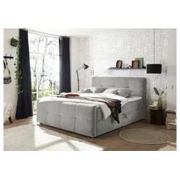 Boxbett ED EXCITING DESIGN "Winnipeg", grau (grau uran 02 schlamm), B:180cm L:226cm, 95% Polyester, 5% Nylon, Komplettbetten, Boxspringbett, inkl. zwei Bettk&auml;sten und Topper
