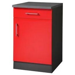Unterschrank KOCHSTATION "KS-Paris", grau (rot, graphit), B:50cm H:85cm T:60cm, Holzwerkstoff, Schr&auml;nke, Unterschrank, Breite 50 cm