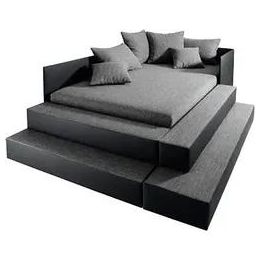 Polsterbett Maintal, grau (grau, schwarz), H:72cm L:246cm, Betten, Polsterbett, Spielwiese oder Schlafplatz