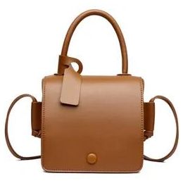Umh&auml;ngetasche "Kira", Damen, Gr. B/H/T: 16cm x 16cm x 13cm onesize, braun (cognac), Lederimitat, Collezione Alessandro, Taschen Umh&auml;ngetasche, schlichtes Design