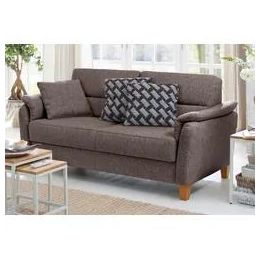 2,5-Sitzer Home Affaire "Palmera, B: 179 cm", braun, B:179cm H:89cm T:89cm, 100% Polyester;Struktur (100% Polyester);Luxus-Microfaser in Lederoptik (100% Polyester), Sofas, mit Federkern