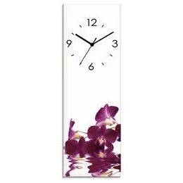 Wanduhr Artland "Phalaenopsis Orchidee", lila, B:20cm H:60cm T:1,8cm, Wanduhren, Wanduhr, wahlweise mit Quarz- oder Funkuhrwerk, lautlos ohne Tickger&auml;usche