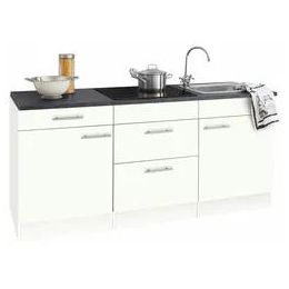 K&uuml;chenzeile Optifit "Mini", wei&szlig; (k&uuml;che: wei&szlig;, korpus: wei&szlig;, arbeitsplatte: anthrazit), B:180cm H:85cm T:60cm, Komplettk&uuml;chen-Sets, K&uuml;chenzeile, Breite 180 cm, mit Glaskeramik-Kochfeld, mit Arbeitsplatte