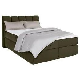 Boxspringbett Home Affaire "Oc&eacute;ane", gr&uuml;n (olive), B:150cm L:221cm, Komplettbetten, Boxspringbett, Bodenfrei- wirkt freischwebend, verschiedene H&auml;rtegrade (auch H4)