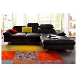 Ecksofa COTTA "Driver L-Form", schwarz, B:268cm H:73cm T:169cm, LEDER BEEFY (ein abgedecktes Spalt-Rindsleder) im Sitz und R&uuml;cken (Korpus in Kunstleder);Luxus-Kunstleder;Kunstleder SOFTLUX;Leder Pampas (echtes Rindsleder), R&uuml;ckseite mit schwarzem Spannstoff bezogen, Sofas, Ecksofa, mit Kopfteilverstellung, wahlweise mit Bettfunktion & Bettkasten