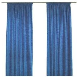 Vorhang WIRTH "Holmsund 288g/qm" Gr. 15, blau (royalblau), B:270cm H:245cm, Chenille, Polyacryl, Gardinen