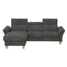 Ecksofa Home Affaire "Conville L-Form", grau (anthrazit), B:256cm H:84cm T:167cm, 100% Polyester, Sofas, Ecksofa, Federkern, wahlweise mit Bettfunktion und Bettkasten bzw. Stauraum