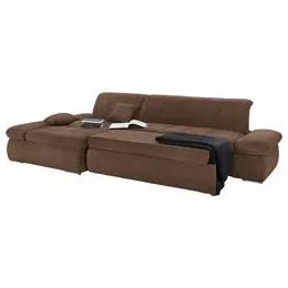 Ecksofa DOMO collection "NMoric XXL, B/T/H: 300/172/80cm, L-Form", braun, B:300cm H:80cm T:172cm, Chenille (85% Polyester, 15% Acryl);Luxus-Microfaser (100% Polyester);Struktur ( 100% Polyester);Microfaser PRIMABELLE (100% Polyester), Sofas, Ecksofa, wahlweise mit Bettfunktion und Armlehnverstellung