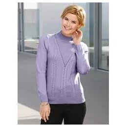 Stehkragenpullover Casual Looks "Pullover", Damen, Gr. 38, lila (flieder), 100% Polyacryl, unifarben, figurumspielend, Pullover Stehkragenpullover