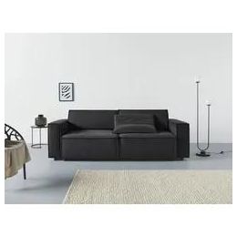 Schlafsofa Home Affaire "Marva, B: 245 cm, Liegel. 152x190 cm", schwarz (schwarz, grau), B:245cm H:90cm T:102cm, 100% Polyester, Sofas, Schlafsofa, Bettfunktion, Bettkasten & 1 Zierkissen, Federkern