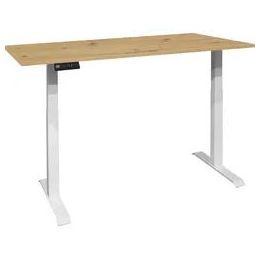 M&auml;usbacher Schreibtisch M&Auml;USBACHER "Big System Office", wei&szlig; (wei&szlig; matt, asteiche, wei&szlig; matt, asteiche), B:140cm, Tische, Schreibtisch, Breite 140 cm, elektrisch h&ouml;henverstellbar