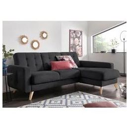 Ecksofa exxpo - SOFA FASHION "Nappa, kompakt und komfortabel, bequem, zeitloses Design, L-Form", grau, B:222cm H:87cm T:156cm, Samtvelours (100% Polyester);Webvelours (100% Polyester), Sofas, Ecksofa, tolle Detailverarbeitung, inkl. Bettfunktion und Bettkasten