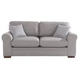 2-Sitzer Home Affaire "Broughton", silber, B:203cm H:92cm T:94cm, 100% Polyester, Sofas, weicher Sitzkomfort, incl. 2 Zierkissen, Keder
