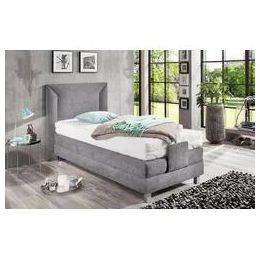 Boxbett, grau (hellgrau), B:114cm L:214cm, Bezug der Obermatratze: 100% Polyester, abnehmbar und waschbar bis 60C;Box und Kopfteil: Mikrovelours (100% Polyester), Westfalia Schlafkomfort, Komplettbetten, Boxspringbett, mit Motor