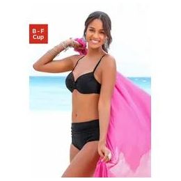 B&uuml;gel-Bikini Lascana, Damen, Gr. 40, Cup B, schwarz, Polyamid, Bikini-Sets B&uuml;gel-Bikini, mit dekorativer Raffung