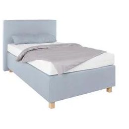 Boxspringbett, blau (strukturstoff hellblau), Liegefl&auml;che B/L: 120cm x 200cm, H2, Bonnell-Federkernmatratze, Westfalia Schlafkomfort, Komplettbetten, Boxspringbett, mit Zierkissen