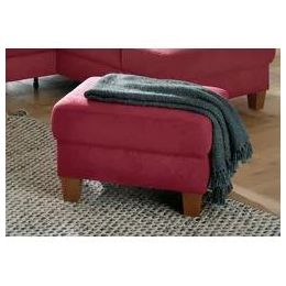 Hocker Home Affaire "Texel", rot (bordeaux), B:79cm H:46cm T:66cm, Struktur fein ( 100% Polyester);Luxus-Microfaser (100% Polyester);Struktur ( 100% Polyester), Hocker, Polsterhocker, mit Federkern und Kontrastnaht, F&uuml;&szlig;e Buche eichefarben