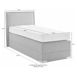 Boxspringbett, grau, Liegefl&auml;che B/L: 90cm x 200cm, H3, 7-Zonen-Kaltschaummatratze, Bettrahmen und seitliche Einfassung Unterbox und Obermatratze: Fein-Strukturstoff (77% Polyester, 23% Viskose).;Spiegelfl&auml;che der Matratzen: 100% Polyester, Westfalia Schlafkomfort, Komplettbetten, Boxspringbett