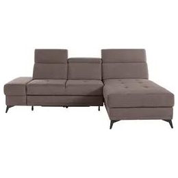 Ecksofa Home Affaire "Cardiz L-Form", grau (taupe), B:246cm H:83cm T:173cm, Webstoff (100% Polyester);Luxus-Microfaser Paris (90% Polyester/10% Polyamid);Struktur fein (100% Polyester);Samtoptik (100% Polyester), Sofas, Ecksofa, inkl.Kopfteilverstellung und Federkern wahlweise mit Bettfunktion