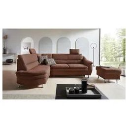 Ecksofa Home Affaire "Cardoso L-Form", braun, B:250cm H:90cm T:175cm, Struktur impr&auml;gniert (100% Polyester);Luxus-Microfaser ALTARA NUBUCK (100% Polyester);Struktur (52% Polyester, 35% Polyacryl, 13% Baumwolle);Luxus-Microfaser weich (90% Polyester, 10% Polyamid), Sofas, Ecksofa, Federkern, wahlweise mit Bett, Schubkasten