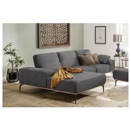 Ecksofa W.Schillig "run, Designsofa mit tollem Sitzkomfort, L-Form", grau (grau w82), B:299cm H:88cm T:178cm, Longlife Xtra-Leder Z73: Naturwalkleder der Luxusklasse aus den erlesensten Rohh&auml;uten. Hautst&auml;rke 1, 1 &ndash; 1, 3 mm;ROHLEDER Jacquard-Flachgewebe Q2 W60 (63% Polyester, 37% Polyacryl);ROHLEDER Chenille-Flachgewebe Q2 W77 (68% Polyacryl, 32% Polyester);Stoff S37 (100% Polyester), Sofas, Ecksof