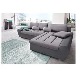 Sit & More Ecksofa SIT & MORE "Bandos L-Form", grau (anthrazit, hellgrau), B:289cm H:83cm T:173cm, Flachgewebe, 2-farbig ( 100% Polyester);Luxus-Kunstleder / Struktur ( 95% Polyester, 5% Baumwolle );Altara Nubuck (95% Polyester, 5% Baumwolle) / Feinstruktur (100% Polypropylen), Sofas, Ecksofa, in 2 unterschiedlichen Gr&ouml;&szlig;en, wahlweise mit Bettfunktion