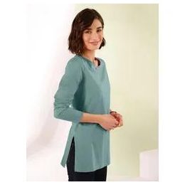 Langarmshirt Classic Basics "Longshirt", Damen, Gr. 56, gr&uuml;n (jade), 100% Baumwolle, unifarben, Rundhals, Shirts Langarmshirt