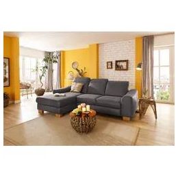Ecksofa Home Affaire "Dundee L-Form", grau (anthrazit), B:264cm H:86cm T:170cm, Luxus-Microfaser Florence (100% Polyester);Struktur fein (100% Polyester);Luxus-Microfaser Lederoptik (100% Polyester), Sofas, Ecksofa, wahlweise mit Kopfteilverstellung und zus&auml;tzlich mit Bettfunktion