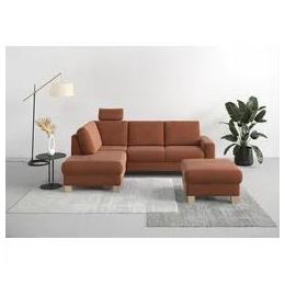 Ecksofa Home Affaire "Summer L-Form", rosa (kupfer), B:236cm H:91cm T:170cm, 95% Polyester, 5% Polyamid, Sofas, Ecksofa, mit Ottomane, wahlweise mit Bettfunktion und Bettkasten, Cord-Bezug