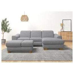 Ecksofa Home Affaire "Dundee L-Form", grau (steel), B:264cm H:86cm T:170cm, Flachgewebe (100% Polyester), Sofas, Ecksofa, wahlweise mit Kopfteilverstellung und zus&auml;tzlich mit Bettfunktion