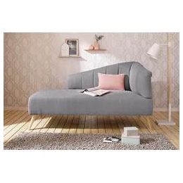 Recamiere OTTO HOME "Lucy, Chaiselonge mit Massivholzf&uuml;&szlig;en und Steppung", grau, B:162cm H:85cm T:82cm, Struktur fein( 100% Polyester), Sofas, Recamiere, Armlehne links und rechts bestellbar