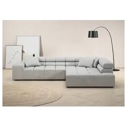 Ecksofa Home Affaire "Ancona incl. Kopfteilverstellung, Breite 319cm, L-Form", silber, B:319cm H:70cm T:215cm, Struktur (85% Polyester, 15% Viskose);Luxus-Microfaser weich (98% Polyester, 2% Nylon);Velours (100% Polyester), Sofas, Ecksofa, wahlweise motorische Sitztiefenverstellung, auch in Cord + Easy Care