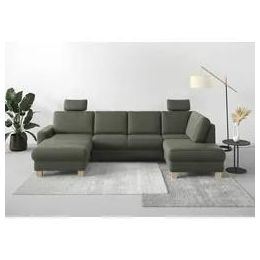Wohnlandschaft Home Affaire "Summer U-Form", gr&uuml;n (olive), B:314cm H:91cm T:170cm, 95% Polyester, 5% Polyamid, Sofas, Wohnlandschaft, mit oder ohne Bettfunktion und Bettkasten, Cord-Bezug