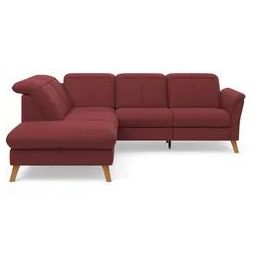 Sit & More Ecksofa SIT & MORE "Romero L-Form", rot (bordeaux), B:250cm H:91cm T:220cm, 100% Polyester, Sofas, Ecksofa, wahlweise mit oder ohne TV-Funktion, Bettfunktion, Bettkasten