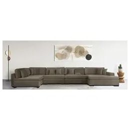 Wohnlandschaft Home Affaire "Skara XXL U-Form", grau (taupe), B:510cm H:86cm T:250cm, 100% Polyester, Sofas, Wohnlandschaft, Lounge-Sofa XXL mit Federkern-Polsterung, in vielen Bezugsvarianten