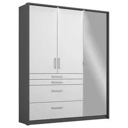 Dreht&uuml;renschrank Rauch "Kleiderschrank Schrank Garderobe Garderobenschrank Topseller HOMBURG", wei&szlig; (graumetallic, hochglanz wei&szlig;), B:136cm H:197cm T:54cm, Holzwerkstoff, Schr&auml;nke, Dreht&uuml;renschrank, inkl. Passepartout, oberer Schubkasten mit Einteilung MADE IN GERMANY