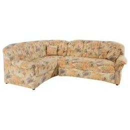 Ecksofa DOMO collection "Bahia, zeitlos und elegant, bequeme Armlehnen, L-Form", beige, B:256cm H:91cm T:200cm, Luxus-Microfaser (100% Polyester), mit Muster;Struktur (100% Polyester), Sofas, Ecksofa, wahlweise mit Bettfunktion