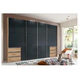 Schwebet&uuml;renschrank wimex "Level by fresh to go", grau (plankeneichefarben, grauglas), B:350cm H:236cm, Schr&auml;nke, Schwebet&uuml;renschrank, mit Glast&uuml;ren und Synchron&ouml;ffnung