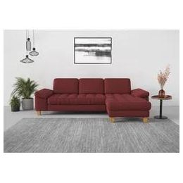 Sit & More Ecksofa SIT & MORE "Westham L-Form", rot (bordeaux), B:275cm H:88cm T:172cm, 100% Polyester, Sofas, Ecksofa, mit Recamiere, mit oder ohne Bettfunktion, Bettkasten, F&uuml;&szlig;e Eiche